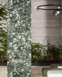 Terrazzo-Fliese Steinoptik grün 89x89 cm Veni Emerald glänzend