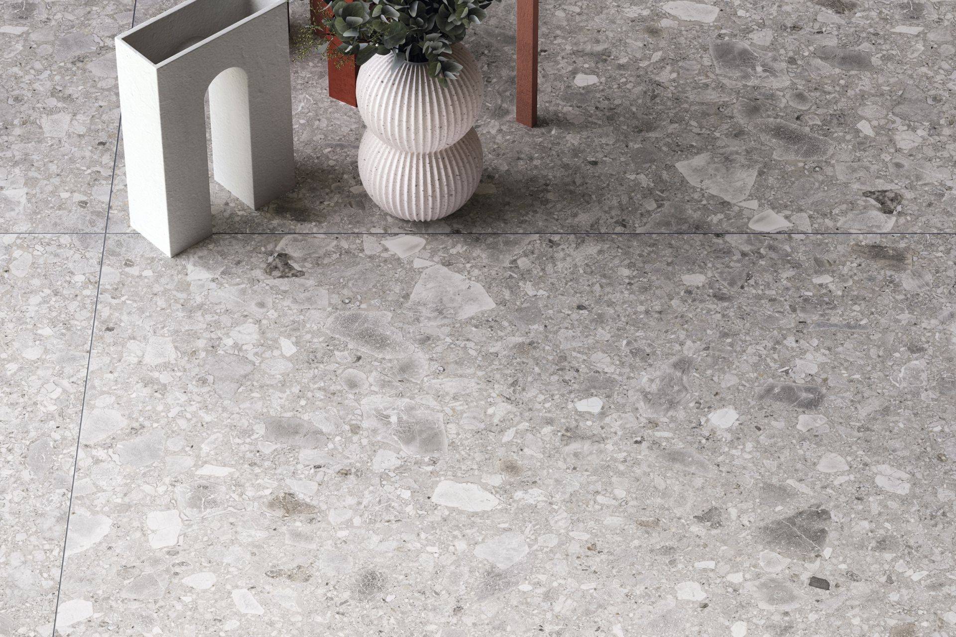 Terrazzo-Fliese grau 60x60 cm Orobica Grigia Steinoptik